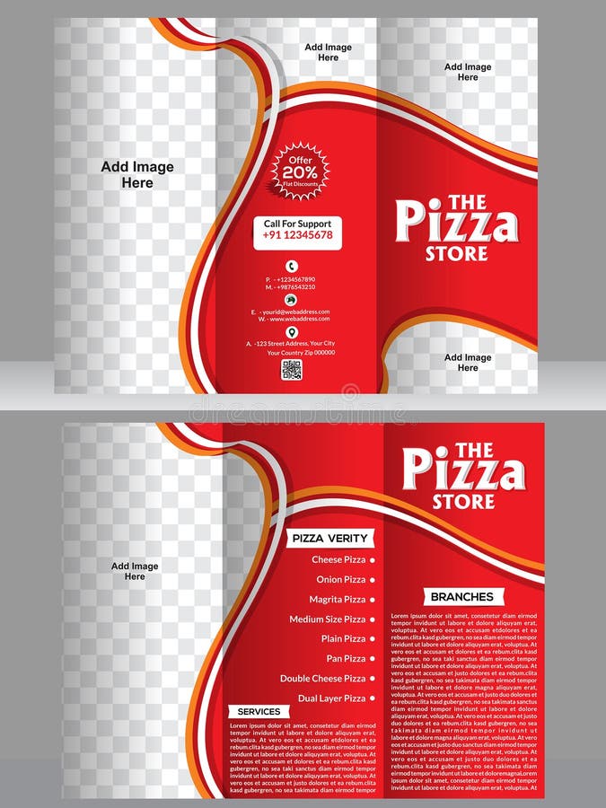Tri Fold Pizza Brochure Template Design Stock Vector - Illustration of ...