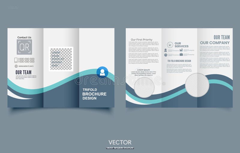 Tri Fold Wave Brochure Layout Stock Vector - Illustration of identity ...