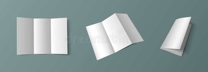 Tri Fold White Empty Leaflet Mockup Stock Illustration - Illustration ...