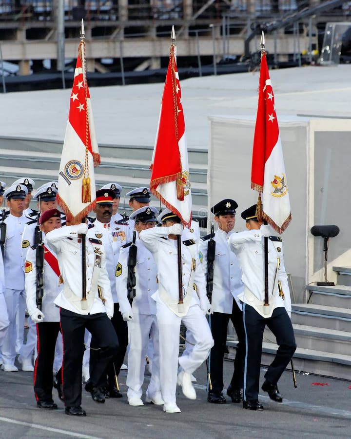 Tri-service Flag Party Marching during NDP 2009 Editorial Stock Image ...