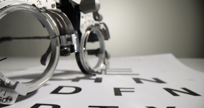 Trial Frame of Vision Check and Glasses on Ophthalmologist Table Stock ...