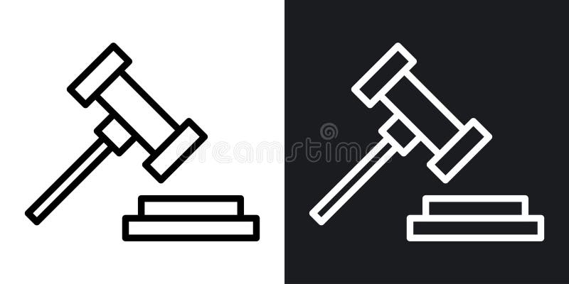 Trial Hammer Thin Line Vector Icon Set Stock Illustration ...