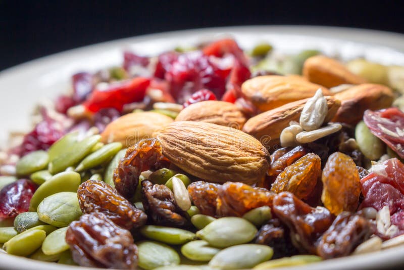 Trial mix on the dish. stock photo. Image of nutritious - 79892482