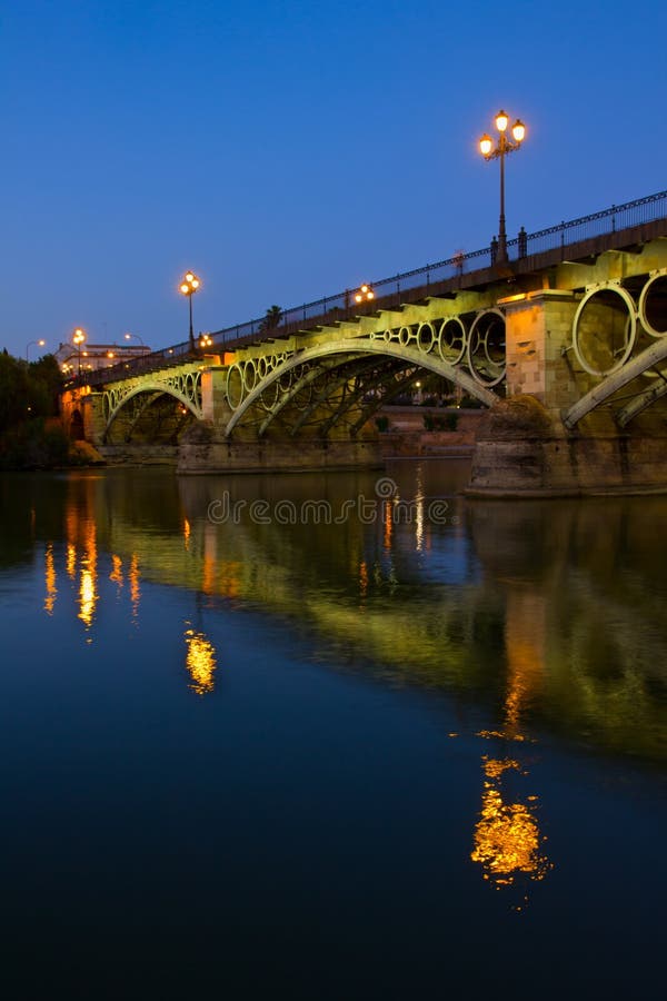 Triana Bridge, Seville, Spain Stock Image - Image of panoramic, bridge ...