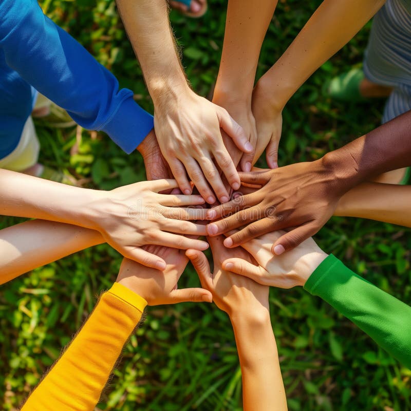 Triange Teamwork Togetherness Collaboration Concept.Top View Hands Were ...