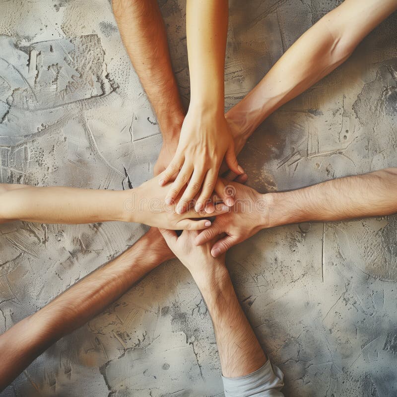 Triange Teamwork Togetherness Collaboration Concept.Top View Hands Were ...