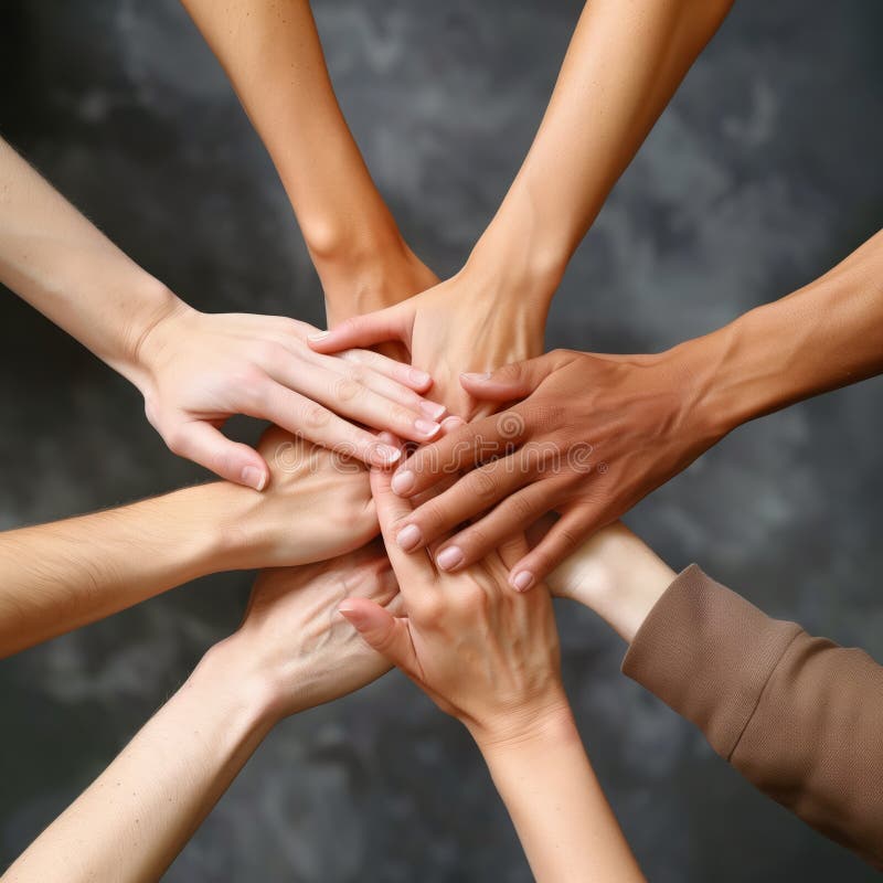 Triange Teamwork Togetherness Collaboration Concept.Top View Hands Were ...