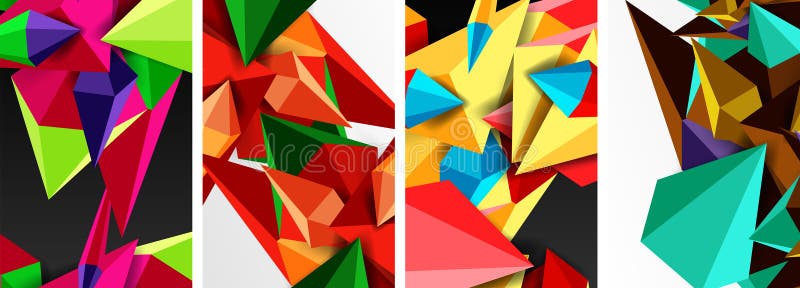 Triangle Abstract Concepts Poster Set with Geometric Minimal Designs ...