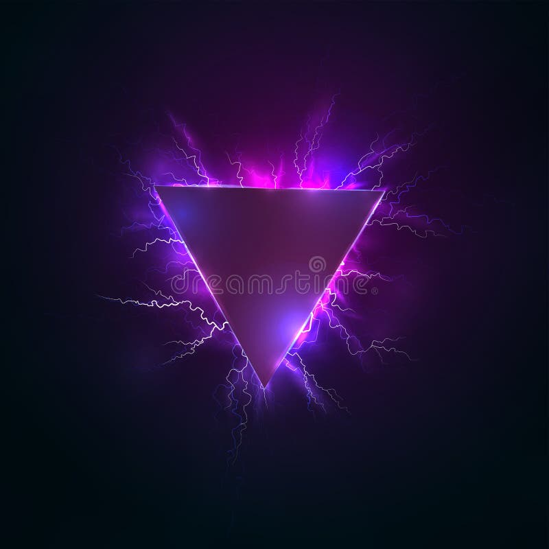 Triangle Banner on a Dark Background. Around the Lightning Stock ...