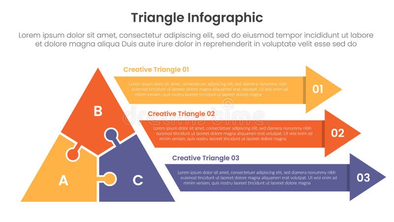 Triangle Base Shape Infographic Template Banner with Puzzle Jigsaw ...