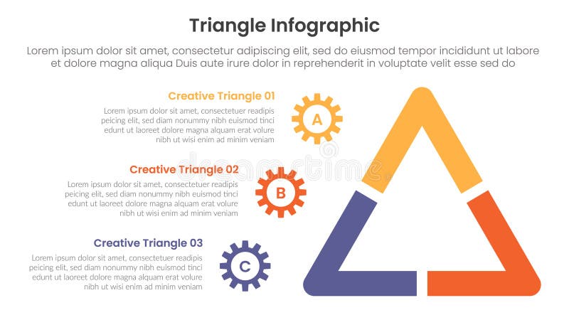 Triangle Base Shape Infographic Template Banner with Thick Outline ...