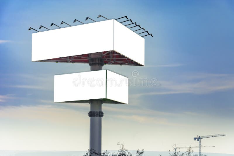 Triangle Billboard or Advertising Poster with Blue Sky Background Stock ...