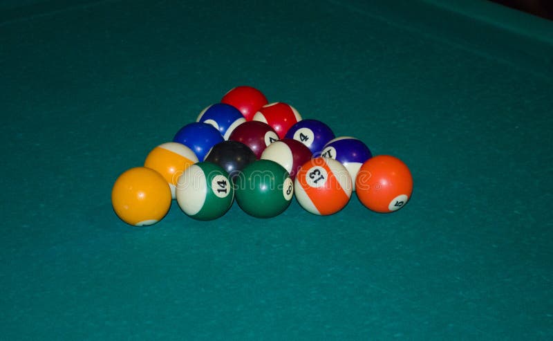 Triangle of billiard balls stock image. Image of balls - 82078569