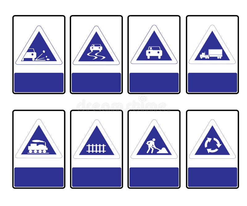 Triangle Traffic and Road Sign Set Stock Vector - Illustration of entry ...