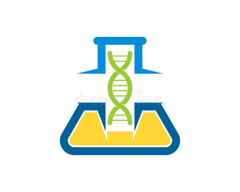 Triangle Bottle Laboratory with DNA Symbol Inside Stock Illustration ...