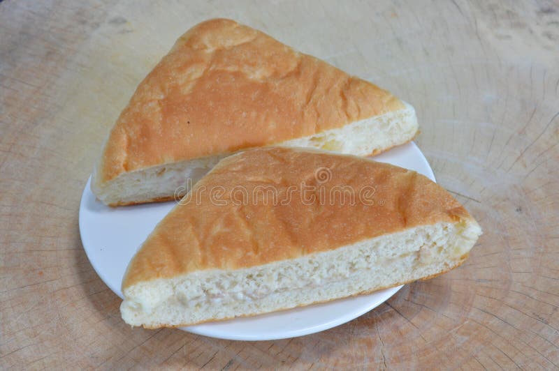 Triangle Bread Filling Tuna on Dish Stock Photo - Image of easy, dish ...