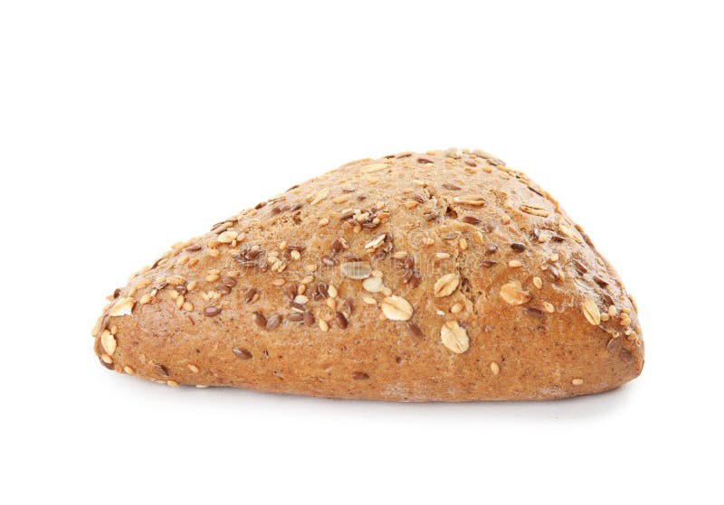 Triangle Bun with Seeds on White. Wholegrain Bread Stock Photo - Image ...