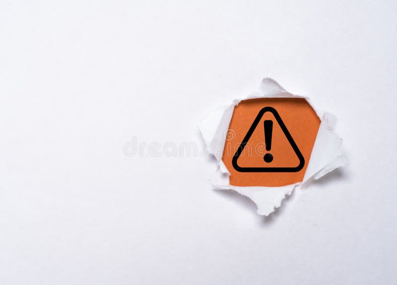 Triangle Caution Warning Sign on Red Background Inside F Punched Paper ...