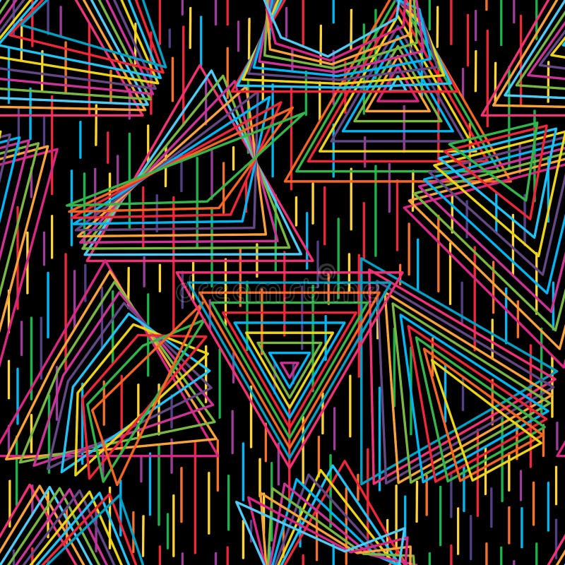 Triangle Change Pattern Neon Rain Seamless Pattern Stock Vector ...