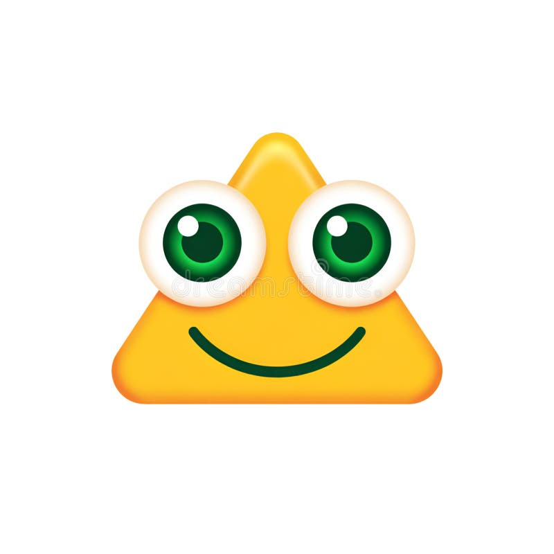 Triangle Character with Big Eyes and Smile on a Plain White Surface ...