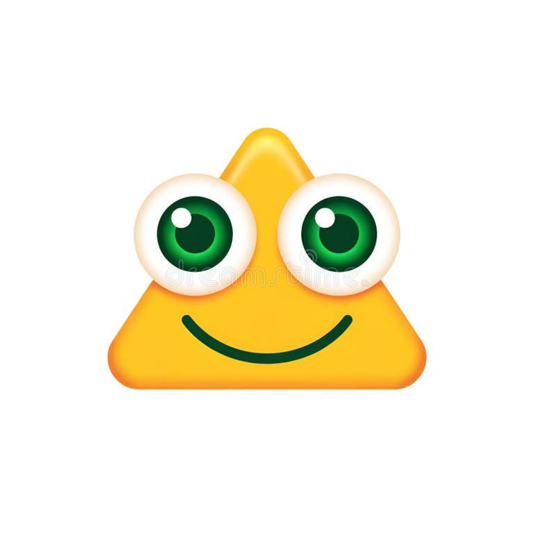 Triangle Character with Big Eyes and Smile on a Plain White Surface ...
