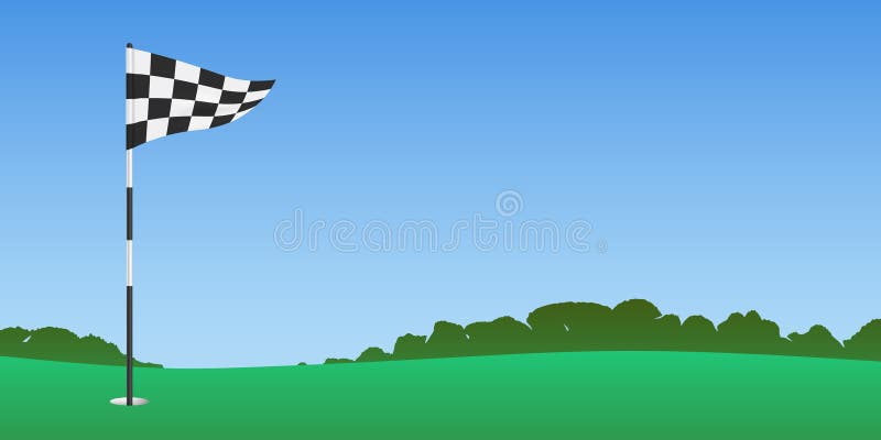 Triangle Checkered Golf Against a Blue Sky and Green Field Background ...