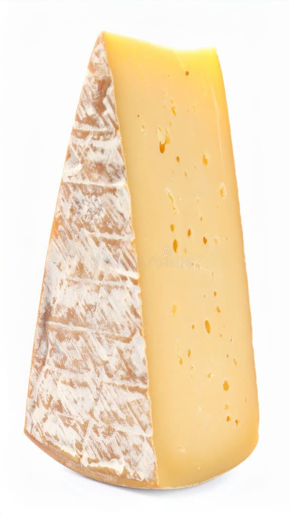 Triangle Cheese Piece with Yellow Hue and Mold Texture on White ...