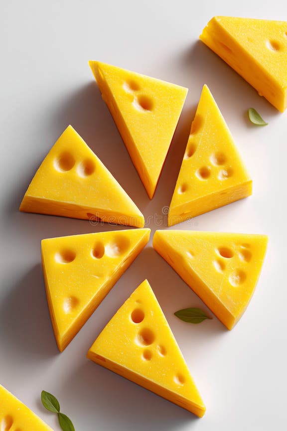 Triangle Cheese Slices Arranged in a Radial Layout Create a Striking ...