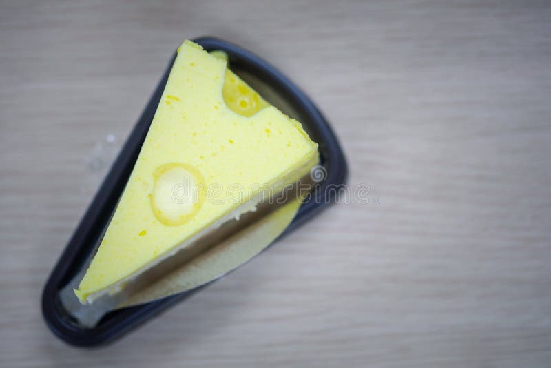 Triangle Cheesecake in Package Put on Wood Table Stock Photo - Image of ...