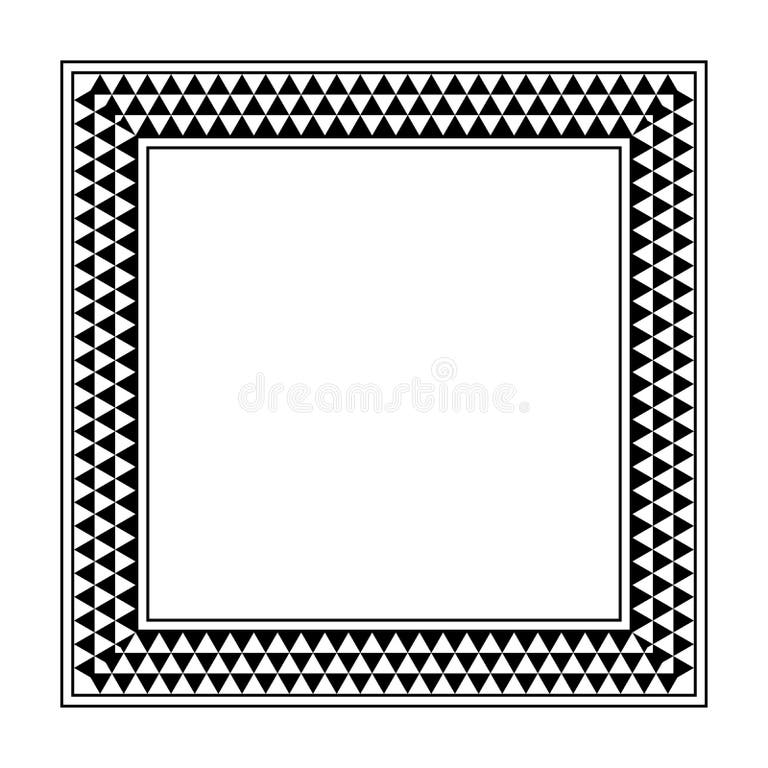 Triangle Checkered Pattern Square Frame, Serrated Pattern Border Stock ...
