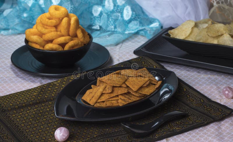 Triangle Chips stock image. Image of closeup, heap, consume - 129435565