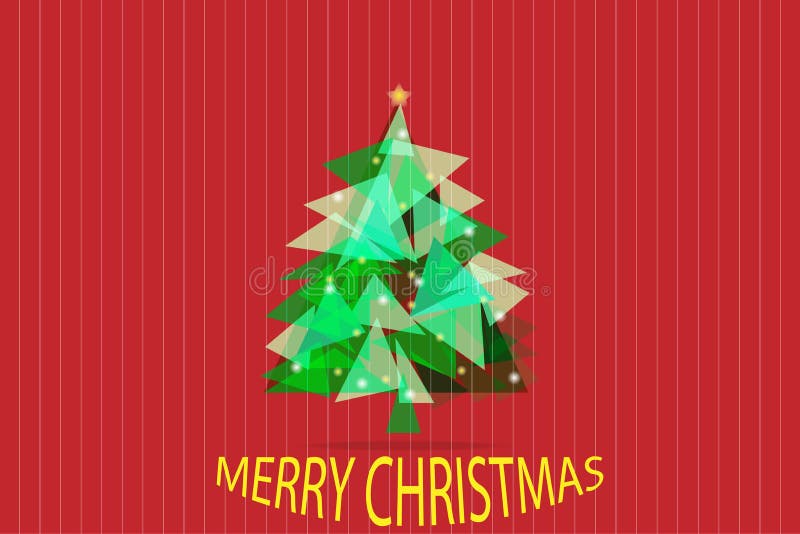 Triangle Christmas Tree and Red Background Stock Illustration ...