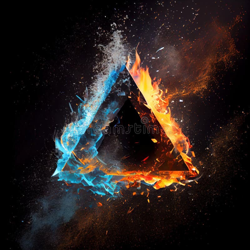 A Triangle in the Clash of Ice and Fire on Black Background. Stock ...