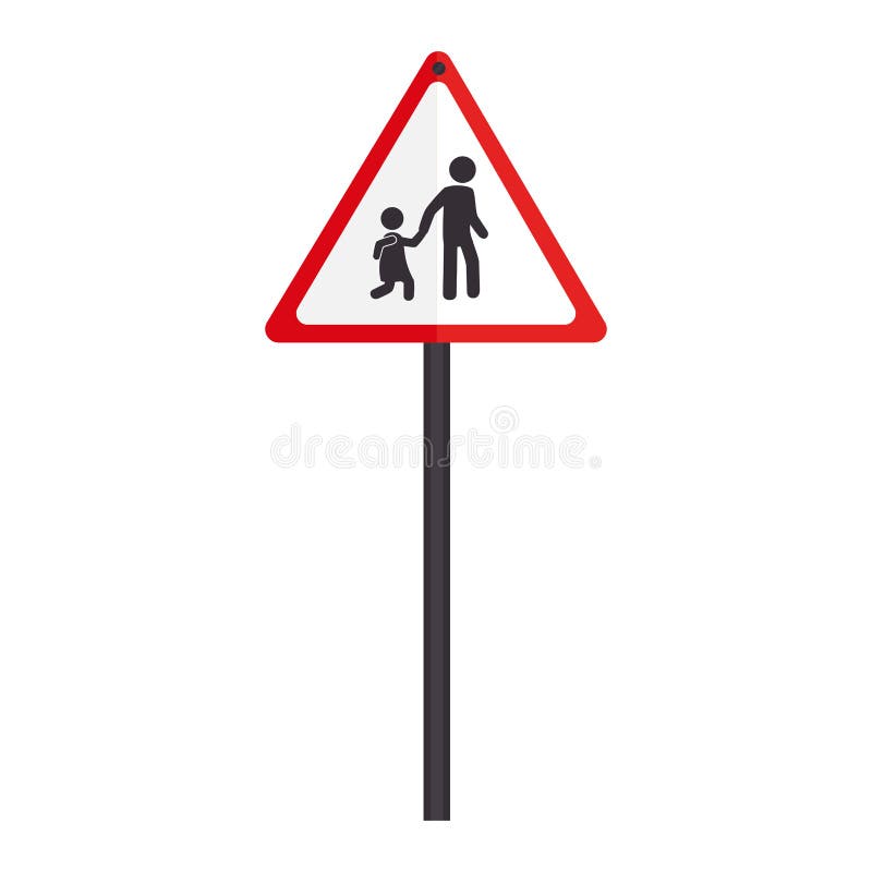 Triangle Contour Road Sign for Students School Stock Vector ...