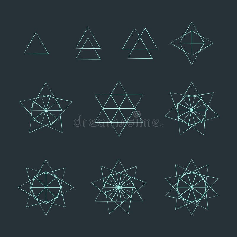 Triangle Contour Various Sacred Geometry Set Stock Vector ...