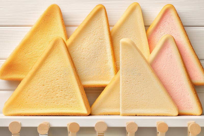 Triangle-cut Sandwich Breads are Layered Neatly on a Bright Surface ...