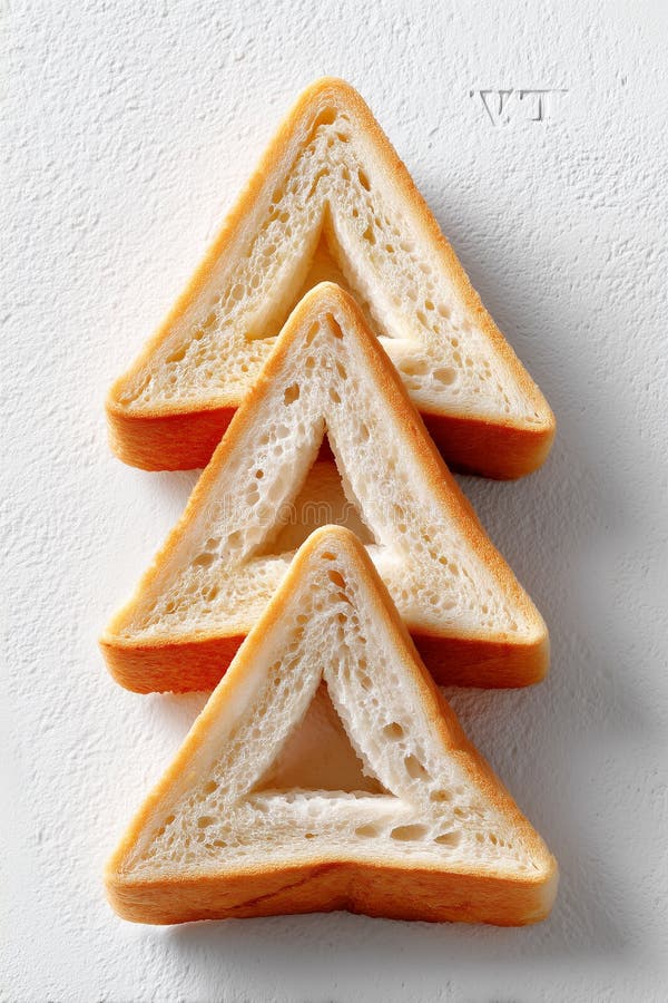 Triangle-cut Sandwich Breads Stacked Neatly on White Surface Create ...