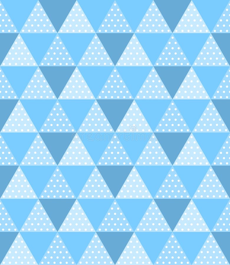 Triangle with Dot Texture Seamless Pattern, Blue Monochrome Color ...