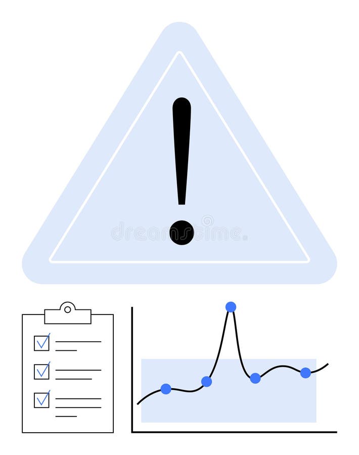 Triangle Warning Sign with Checklist and Graph Indicating Potential ...