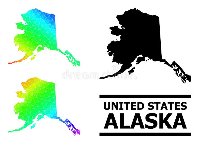 Triangle Filled Rainbow Map of Alaska State with Diagonal Gradient ...