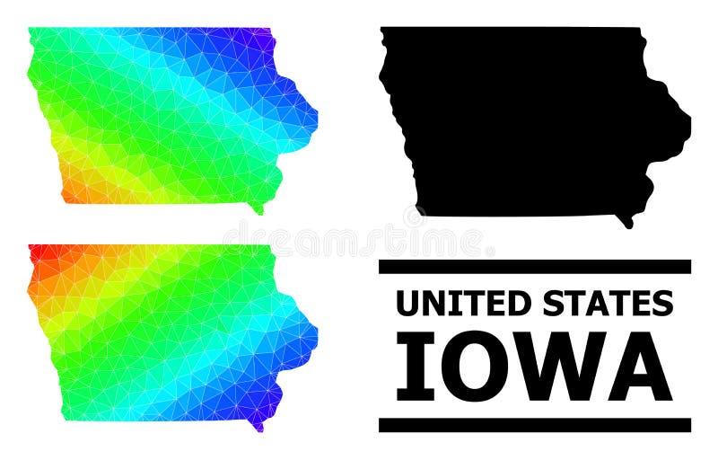 Triangle Filled Rainbow Map of Iowa State with Diagonal Gradient Stock ...