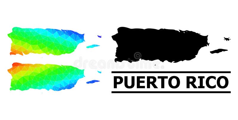 Triangle Filled Rainbow Map of Puerto Rico with Diagonal Gradient Stock ...
