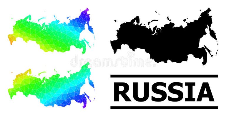 Triangle Filled Rainbow Map of Russia with Diagonal Gradient Stock ...