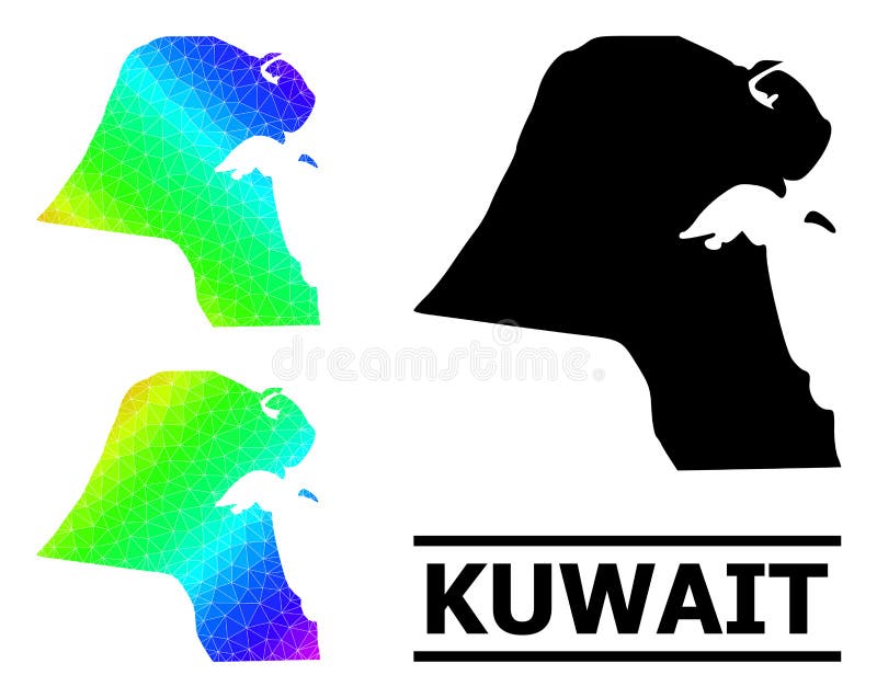 Triangle Filled Spectral Colored Map of Kuwait with Diagonal Gradient ...