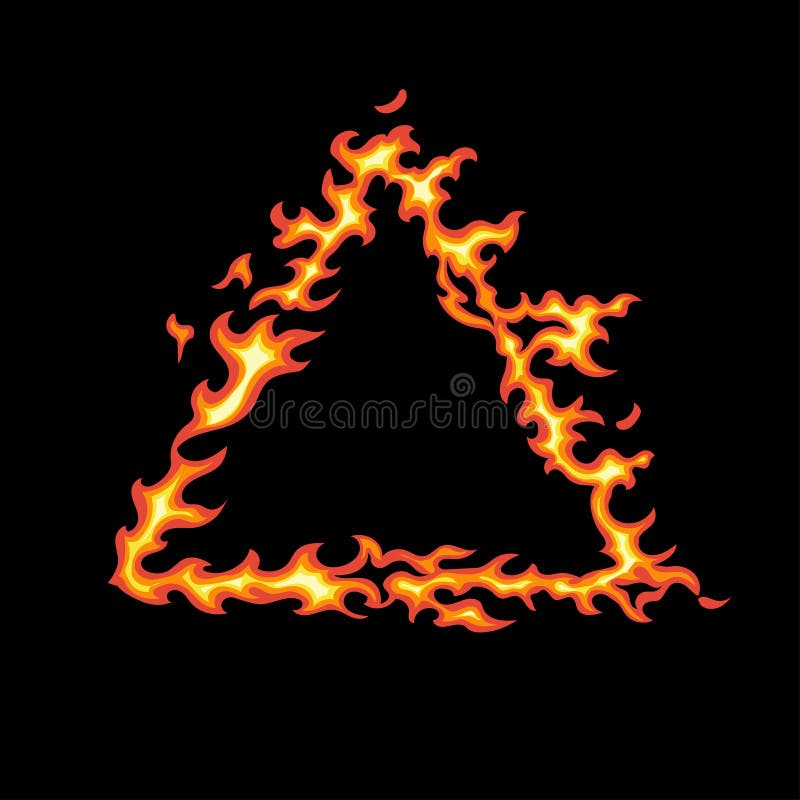 Triangle of Fire Isolated on Black Background Stock Vector ...