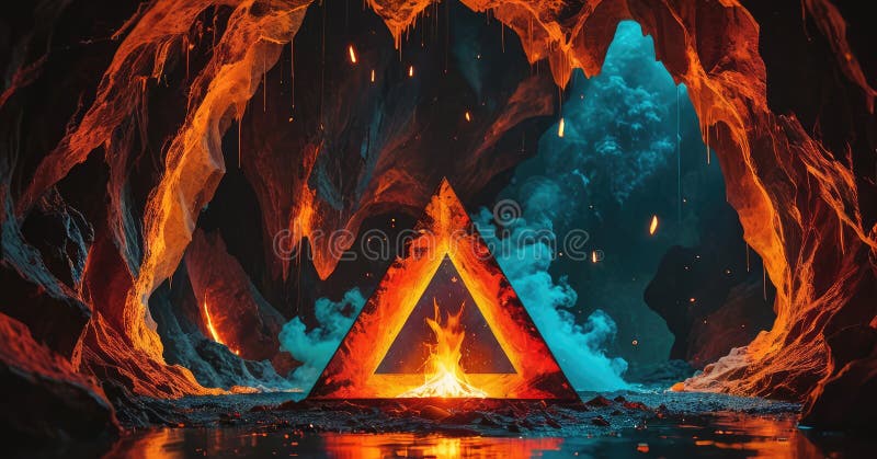 A Triangle with a Fire in the Middle of it. Stock Illustration ...