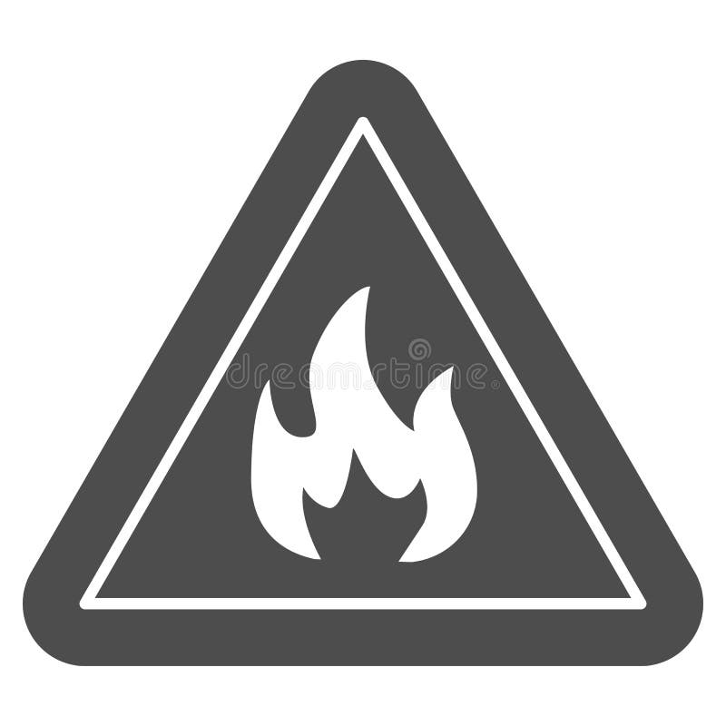 Triangle with Fire Symbol Line Icon. Flammable Caution Sign Outline ...