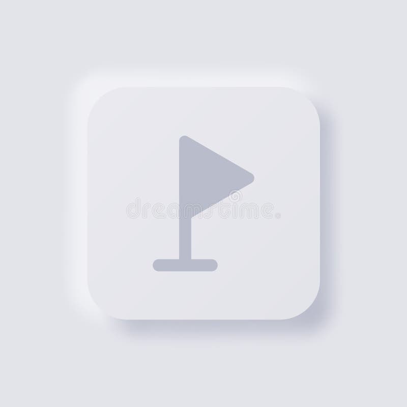 Triangle Flag Icon, White Neumorphism Soft UI Design for Web Design ...