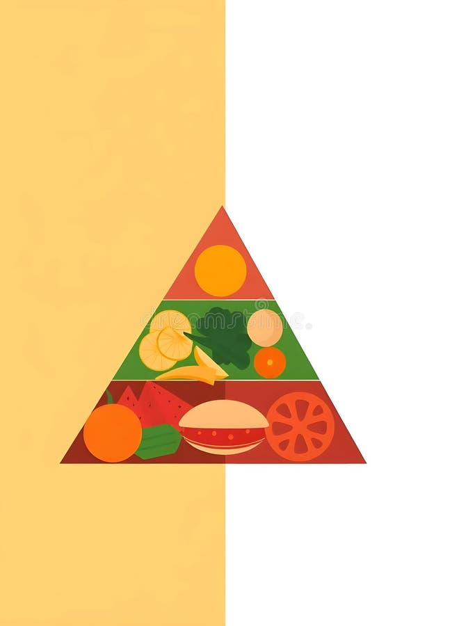 A Triangle with a Food Pyarmid in the Middle of Orange and Yellow ...