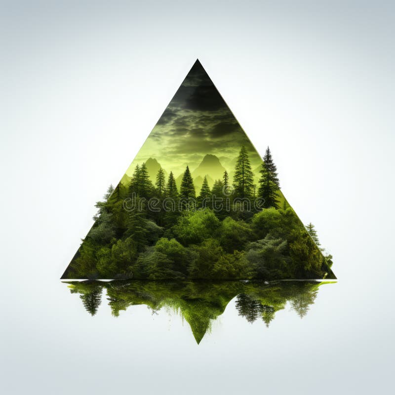 A Triangle with a Forest Scene Inside of it. Generative AI Image. Stock ...